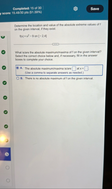 Solved Completed: 15 ﻿of 30y score: 15.48/30 ﻿pts | Chegg.com