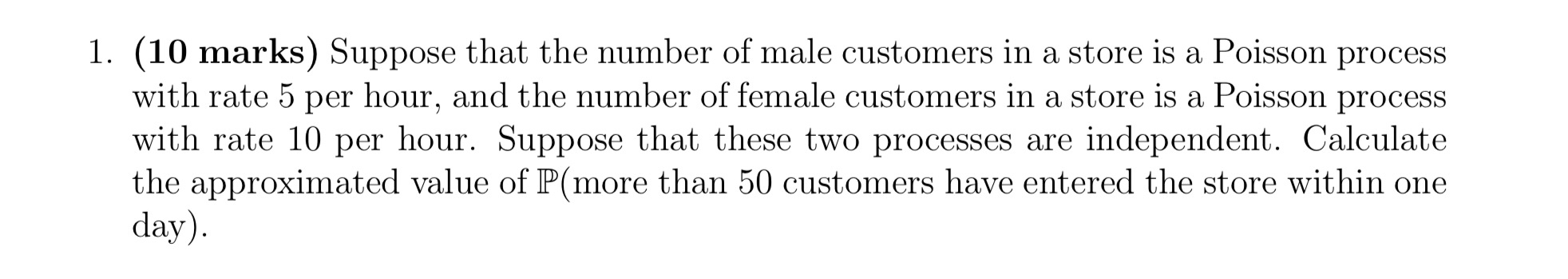 Solved 10 ﻿marks ﻿suppose That The Number Of Male 