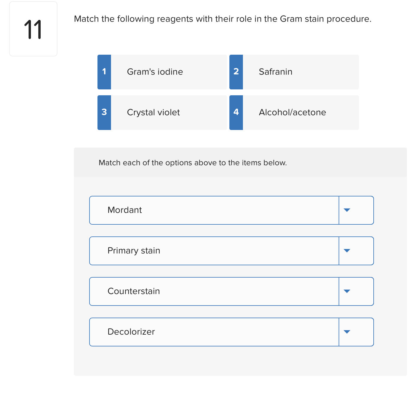 Solved 11Match the following reagents with their role in the | Chegg.com