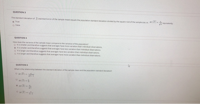 Solved Question 3 The Standard Deviation Of True False