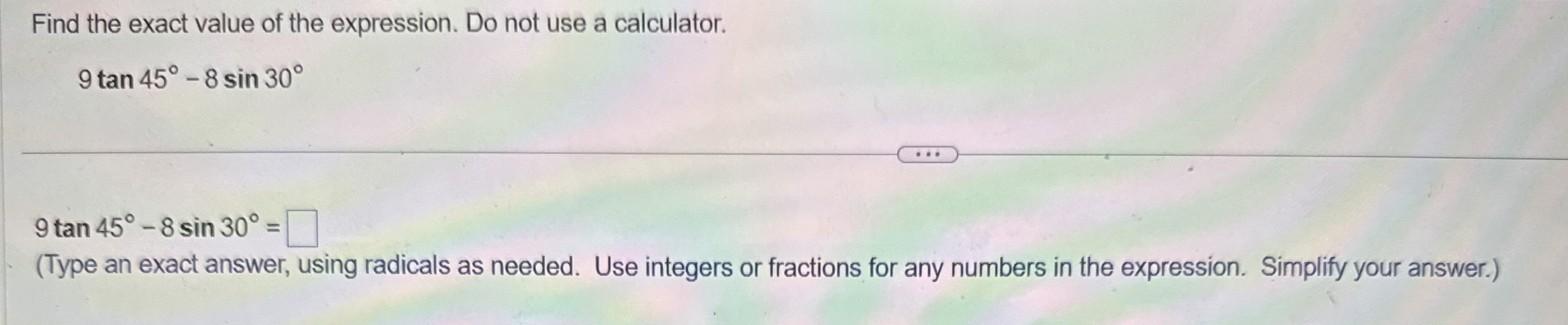 Solved Find the exact value of the expression. Do not use a | Chegg.com