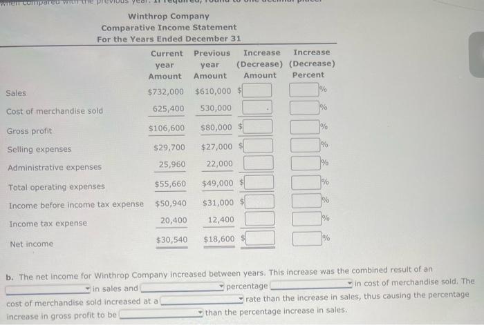 Solved Horizontal Analysis of the Income Statement Income | Chegg.com