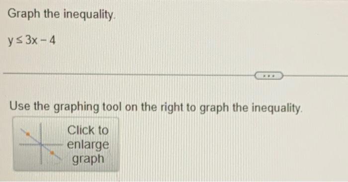 Solved Graph the inequality. y≤3x−4 Use the graphing tool on | Chegg.com