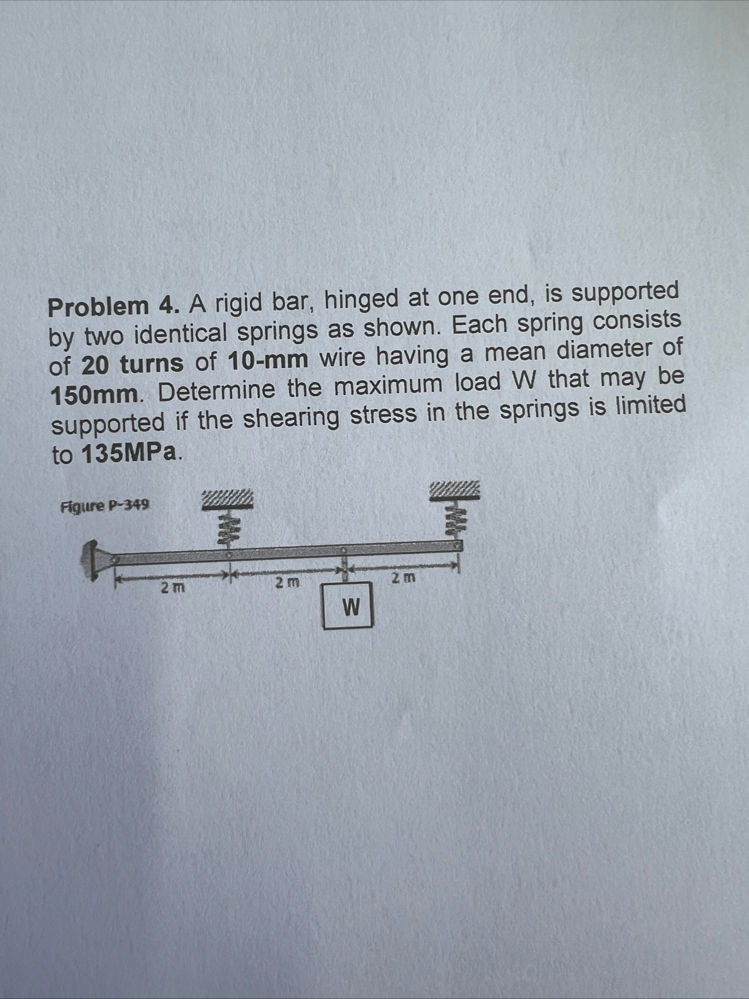 Solved Problem 4. ﻿A rigid bar, hinged at one end, is | Chegg.com