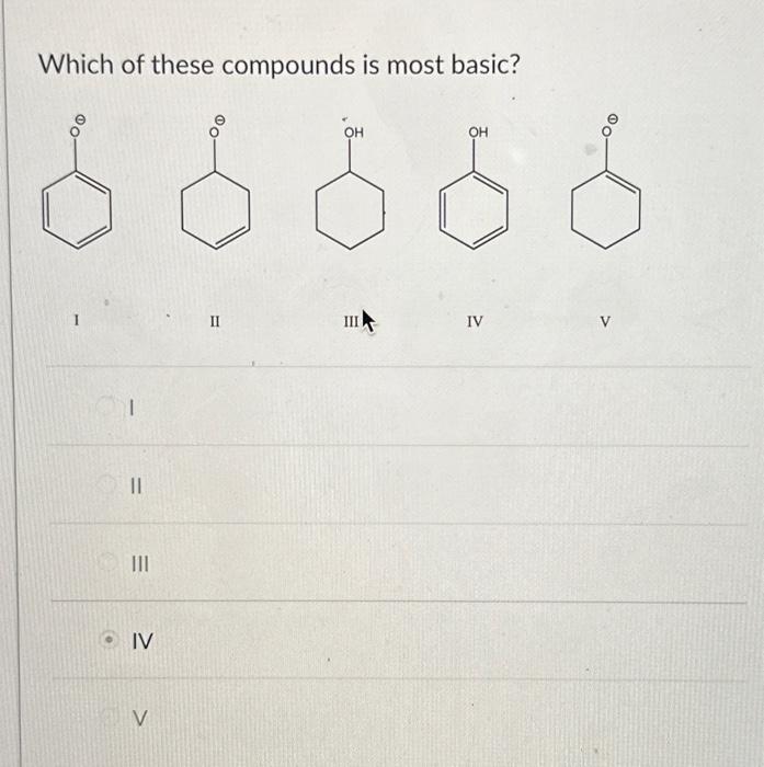 Solved Which of these compounds is most basic? I II III IV V | Chegg.com