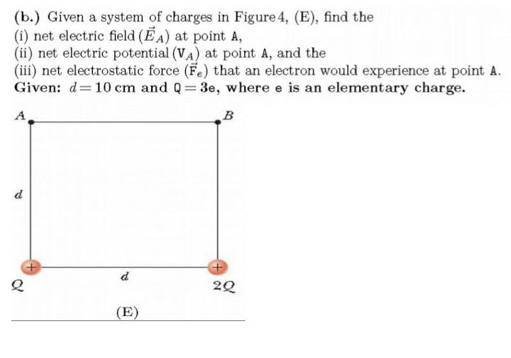 Solved (b.) Given a system of charges in Figure 4, (E), find | Chegg.com