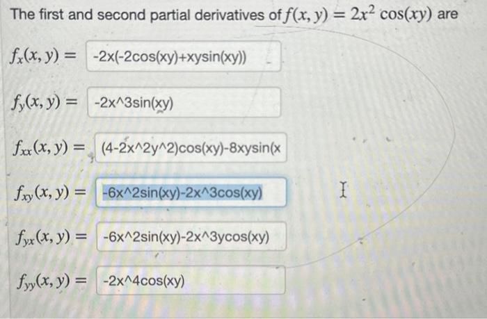 Solved The first and second partial derivatives of | Chegg.com
