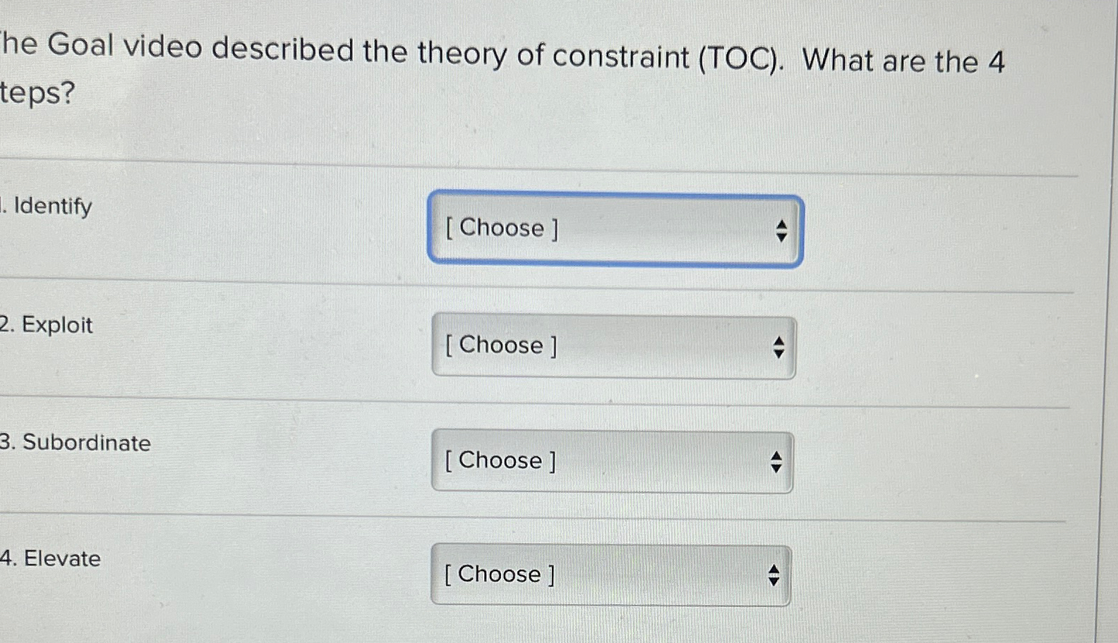 Solved he Goal video described the theory of constraint | Chegg.com