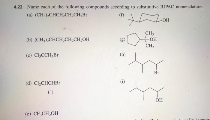 Solved 4.22 Name each of the following compounds according | Chegg.com
