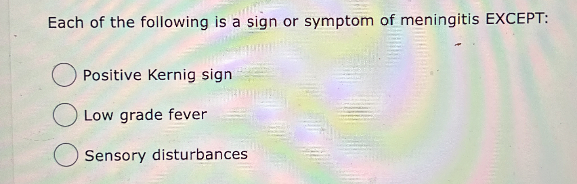 Solved Each of the following is a sign or symptom of | Chegg.com