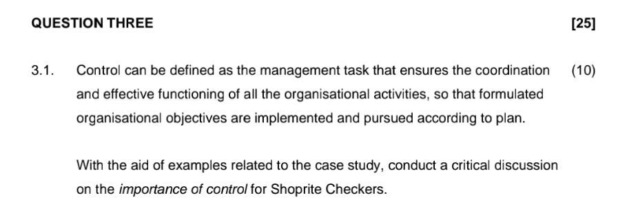 Solved QUESTION THREE[25]3.1. ﻿Control can be defined as the | Chegg.com