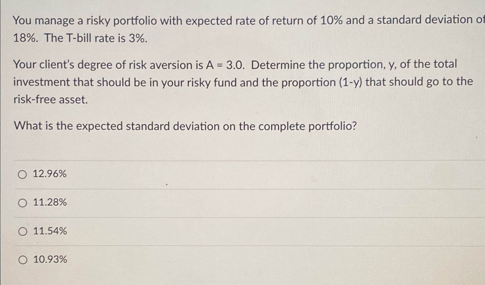 Solved You manage a risky portfolio with expected rate of | Chegg.com