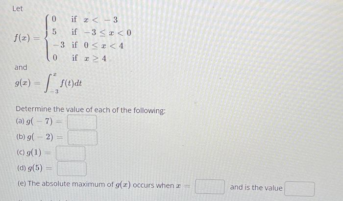 Solved Let f(x)=⎩⎨⎧05−30 if x