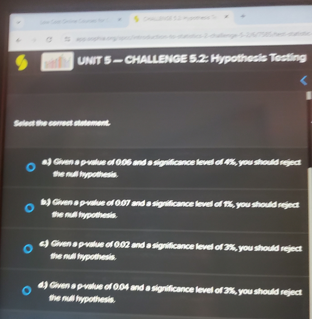 Solved 9 ﻿UnT 5 - ﻿CHALLENGE 5.2: Hypotheds Tecting the mill | Chegg.com