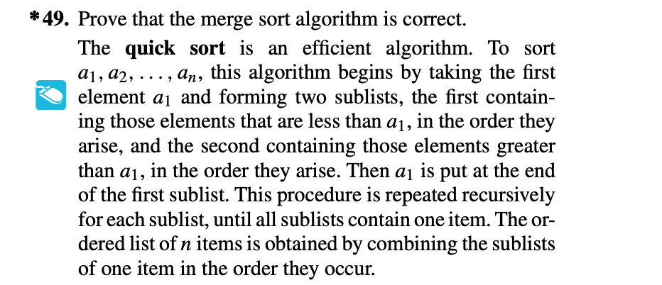 Solved 49 prove That The Merge Sort Algorithm Is