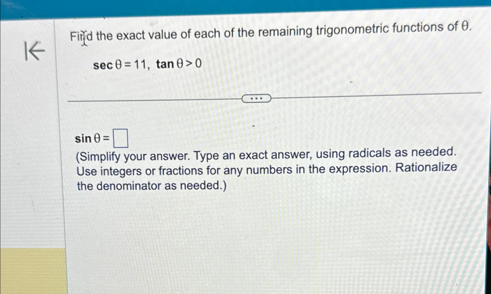 Solved Fir. the exact value of each of the remaining | Chegg.com