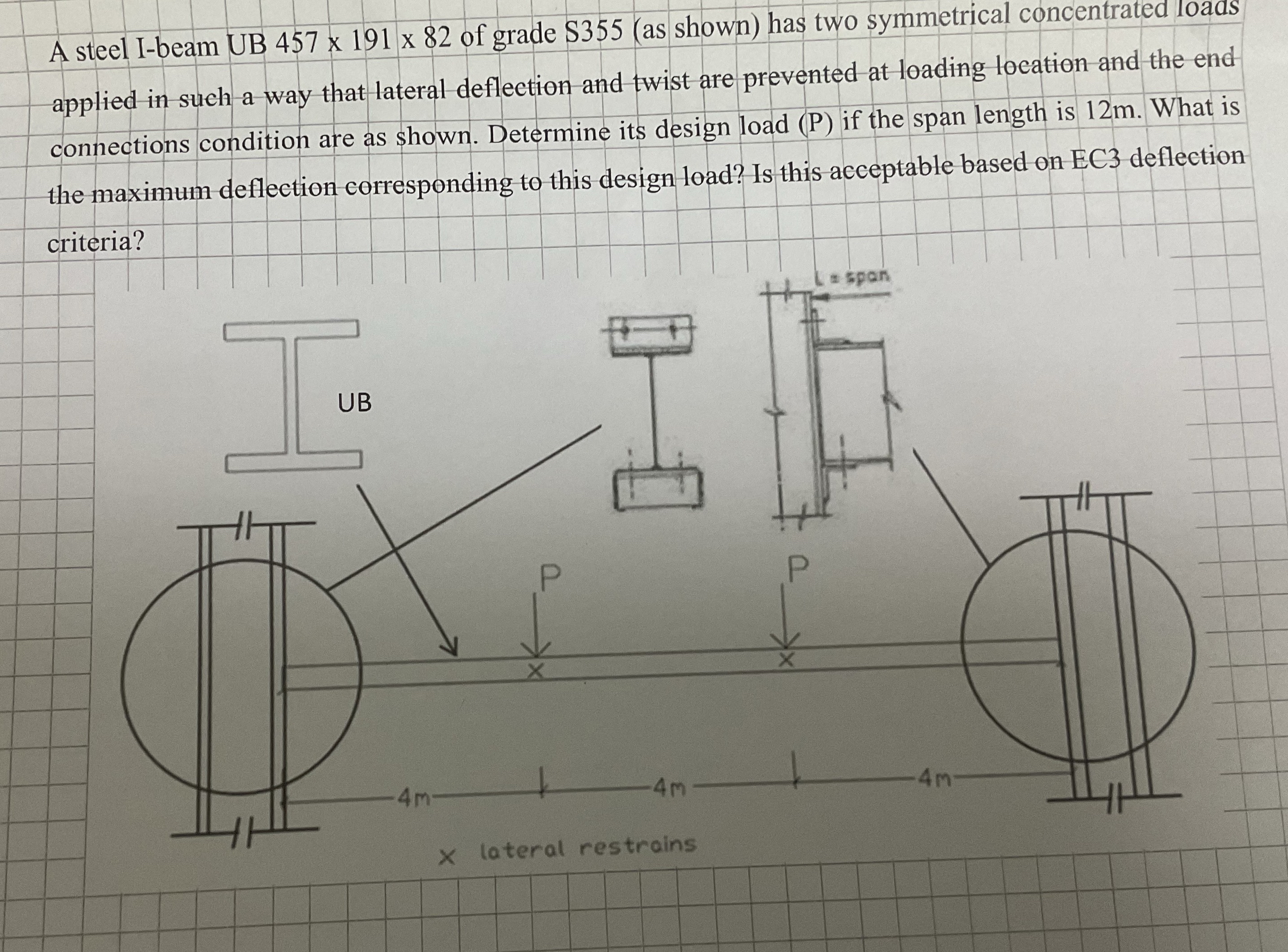 A steel I-beam UB 457×191×82 ﻿of grade S355 (as | Chegg.com