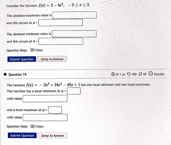 Solved Consider the function f(1) = 2 - 4x2, -3