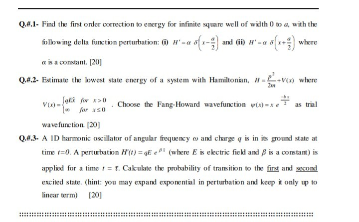 Solved Q.#.1- Find the first order correction to energy for | Chegg.com