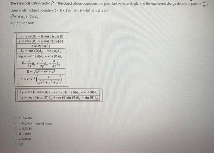 Solved There is a polarization vector Pˉ in the object whose | Chegg.com