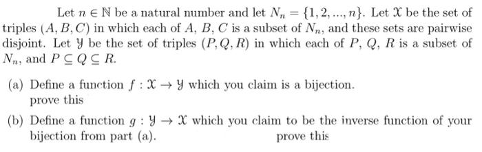 Solved Let n∈N be a natural number and let Nn={1,2,…,n}. Let | Chegg.com