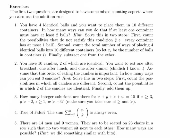 Solved Exercises [The first two questions are designed to | Chegg.com