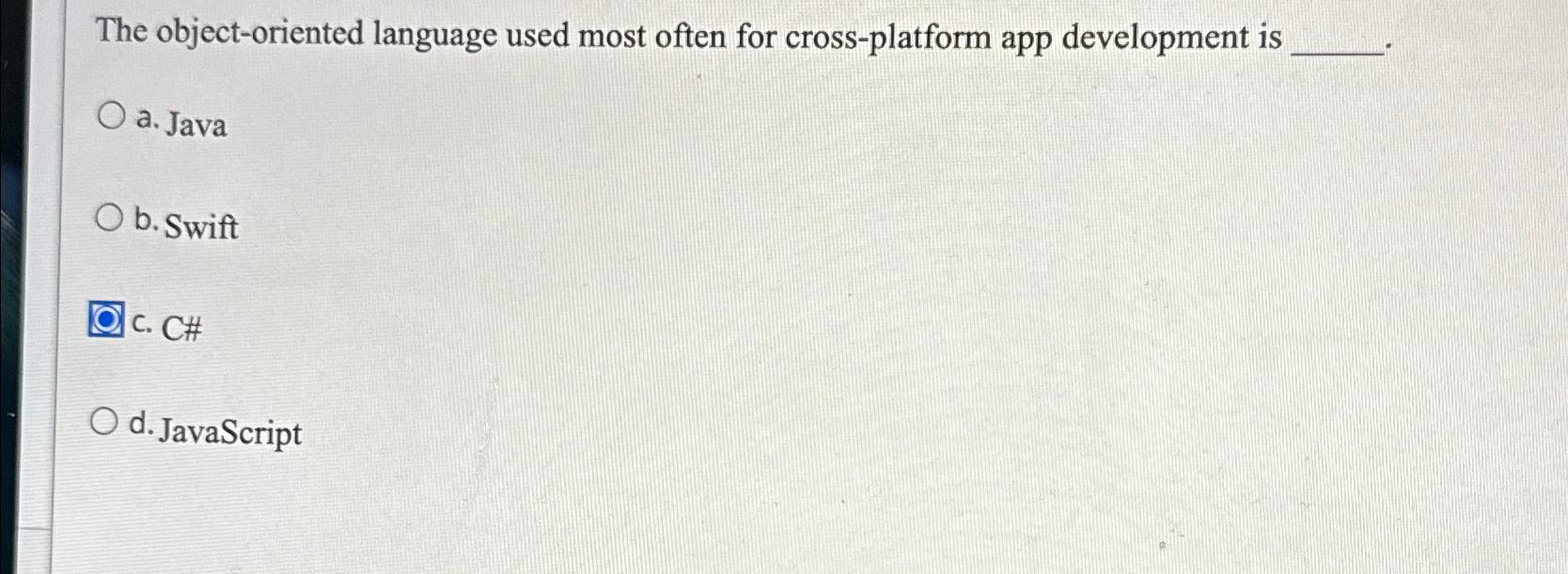 Solved The object-oriented language used most often for | Chegg.com