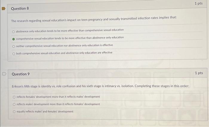 Solved The research regarding sexual education's impact on | Chegg.com