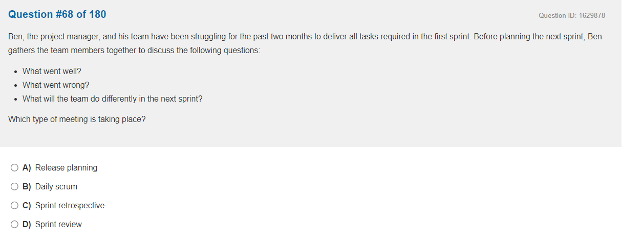 Solved Question #68 ﻿of 180Ben, the project manager, and his | Chegg.com