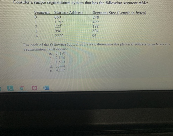Solved Consider A Simple Segmentation System That Has The 