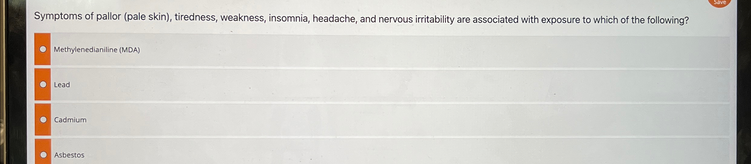 Solved Symptoms of pallor (pale skin), ﻿tiredness, weakness, | Chegg.com