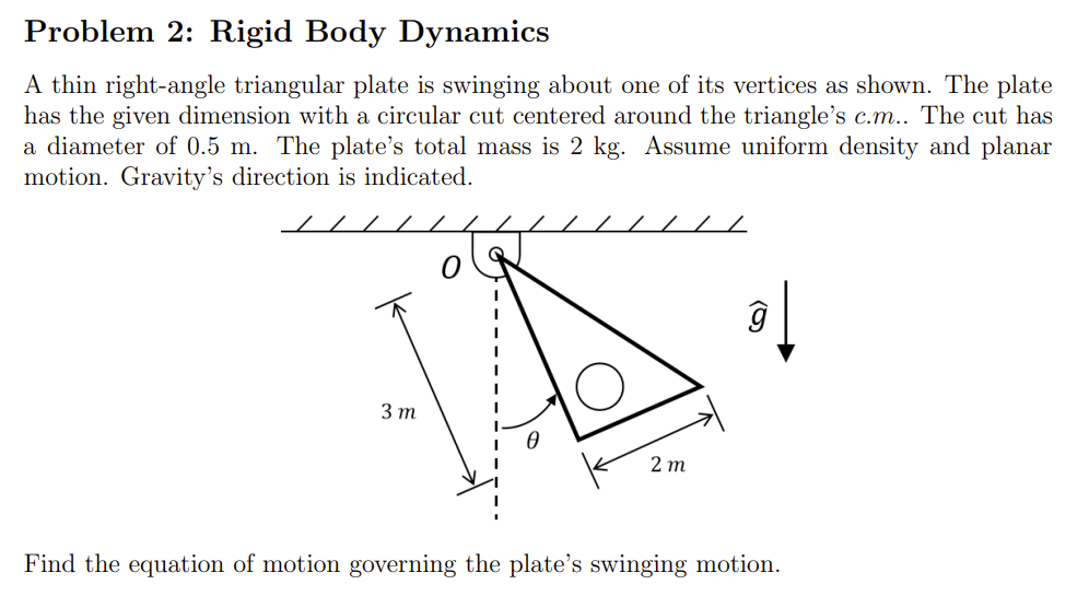 Solved Problem 2: Rigid Body DynamicsA thin right-angle | Chegg.com