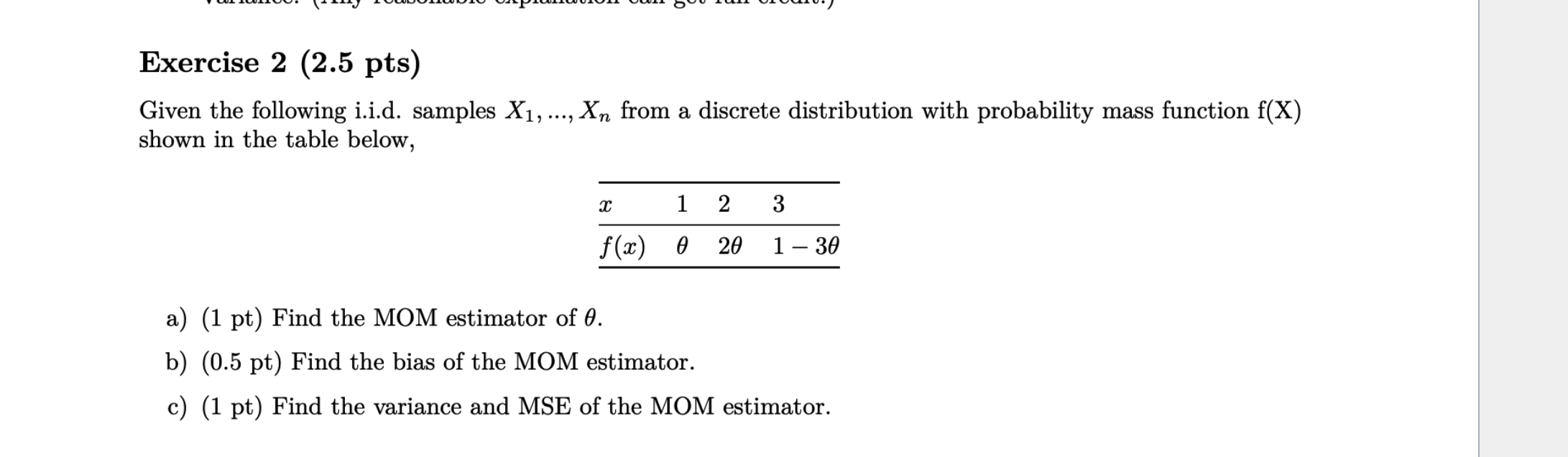 Solved Exercise 2 (2.5 ﻿pts)Given the following i.i.d. | Chegg.com