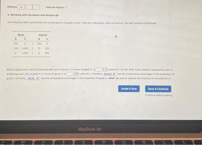 4. Working with Numbers and Graphs Q8 The following | Chegg.com