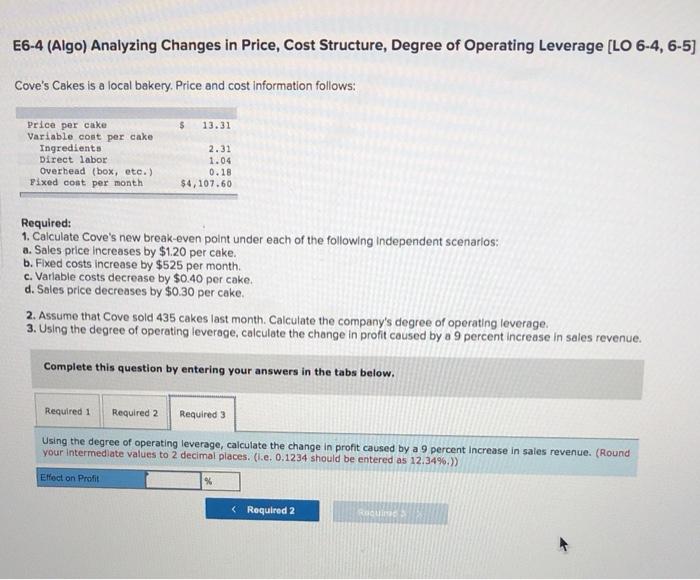 Solved E6-4 (Algo) Analyzing Changes in Price, Cost | Chegg.com