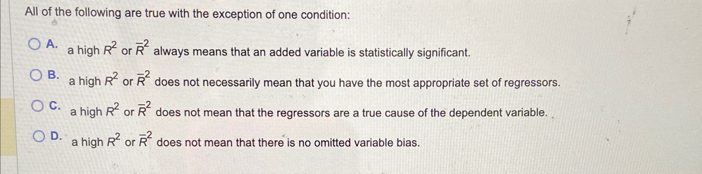 Solved All of the following are true with the exception of | Chegg.com