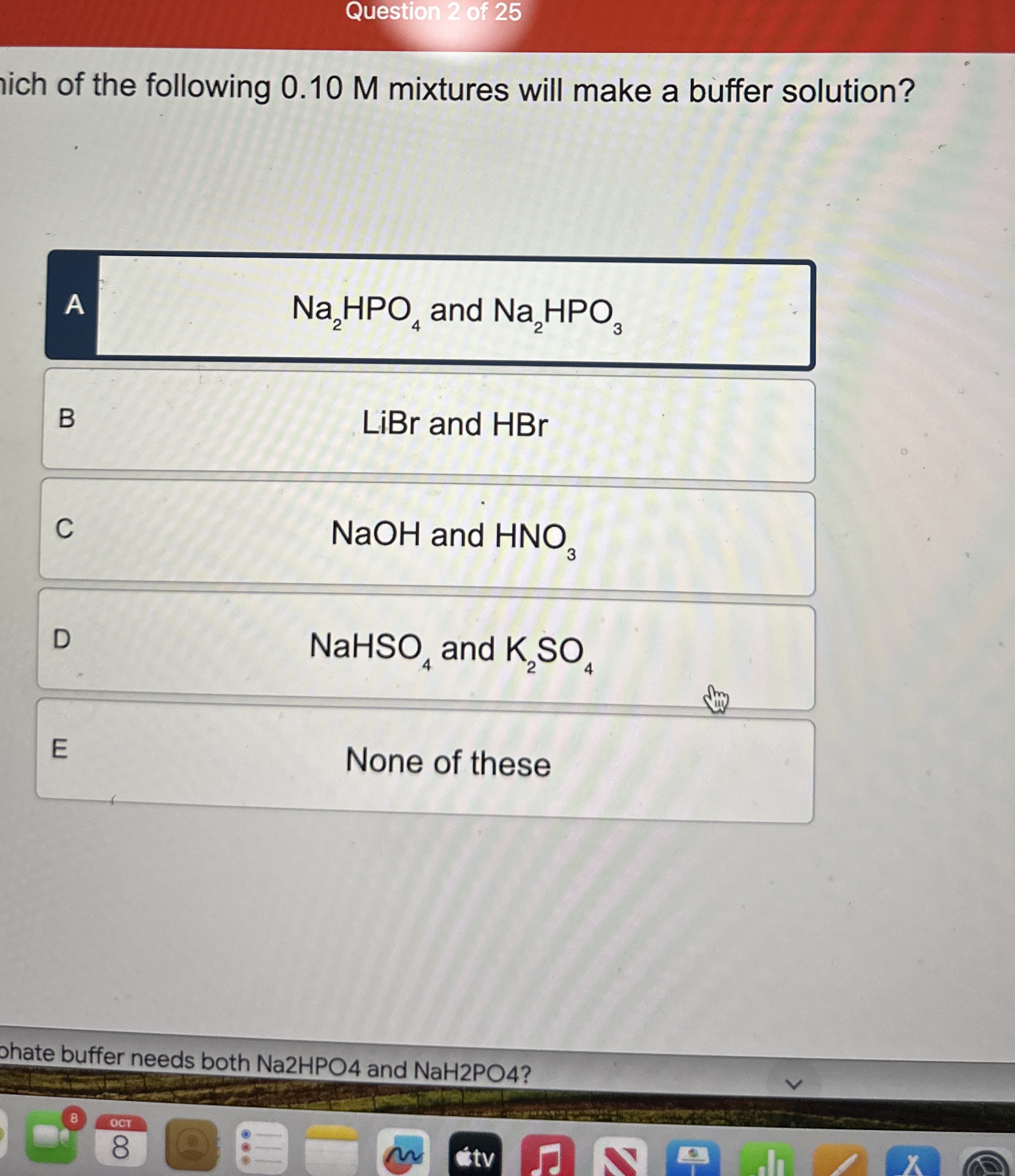 Solved ich of the following 0.10 ﻿M mixtures will make a | Chegg.com