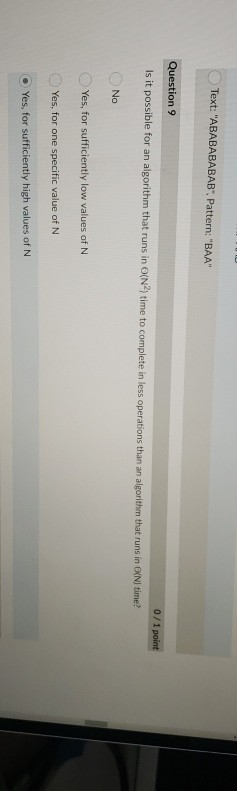 Solved Text: "ABABABABAB", Pattern: "BAA" Question 9 0/1 | Chegg.com