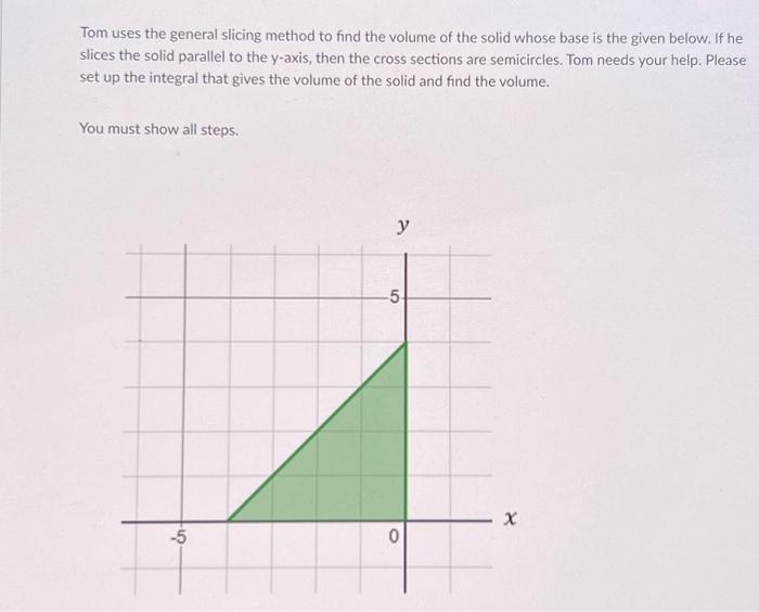 Solved Tom uses the general slicing method to find the | Chegg.com