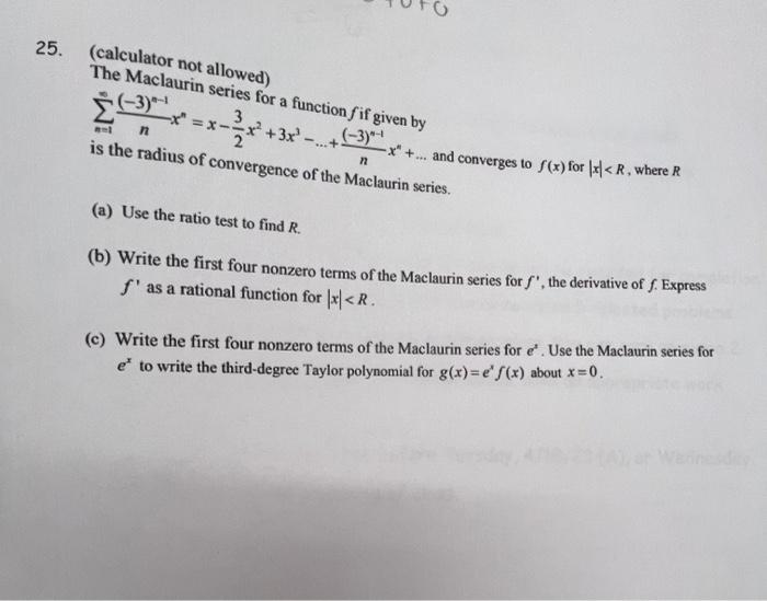 Solved (calculator not allowed) Lei f be a fanction with | Chegg.com