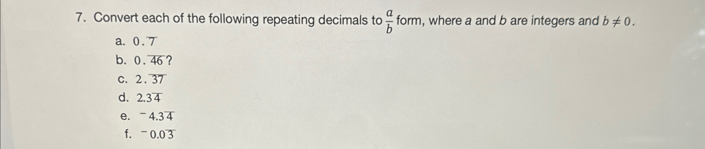 Convert each of the following repeating decimals to | Chegg.com
