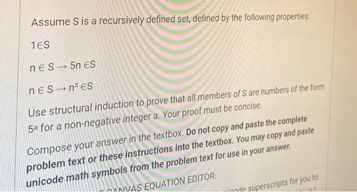 Solved Assume S is a recursively defined set, defined by the | Chegg.com