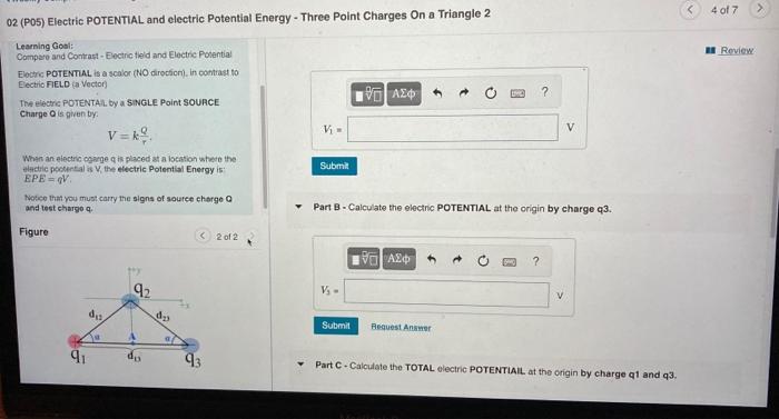 Solved 4 of 7 02 (POS) Electric POTENTIAL and electric | Chegg.com