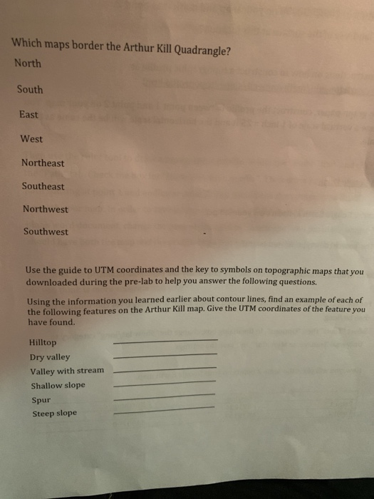 Solved Which maps border the Arthur Kill Quadrangle? North | Chegg.com
