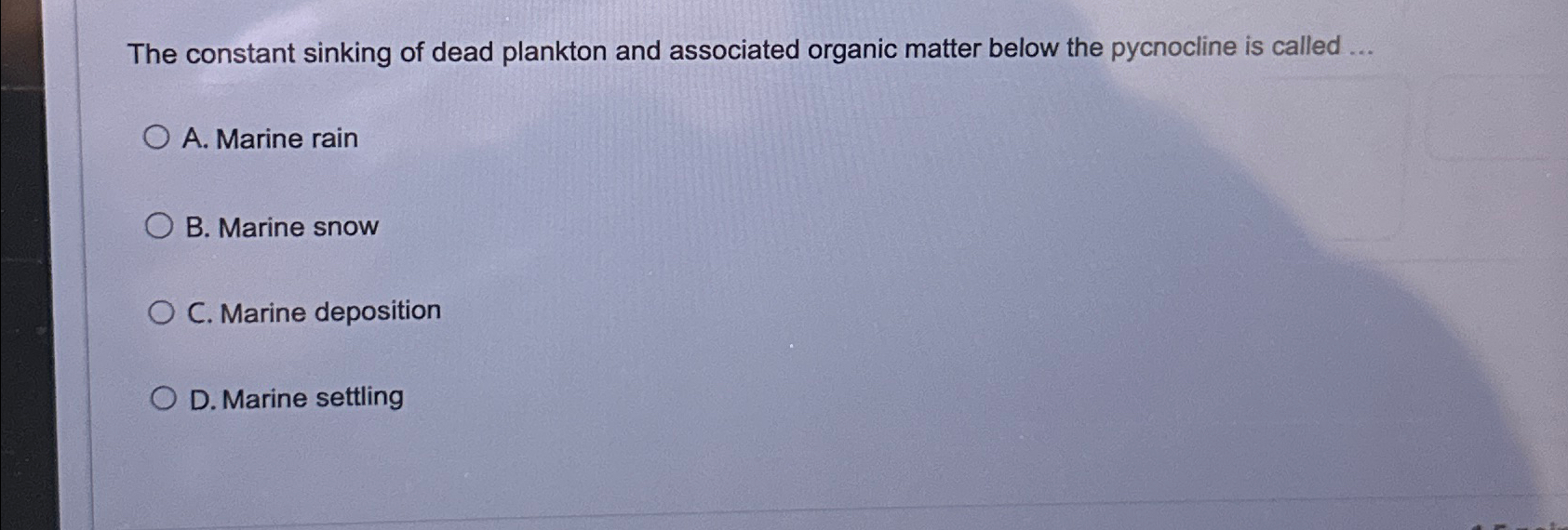 Solved The constant sinking of dead plankton and associated | Chegg.com