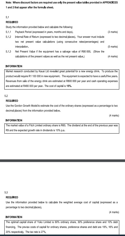 Solved Note: Where discount factors are required use only | Chegg.com