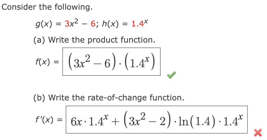Solved Consider the following.g(x)=3x2-6;h(x)=1.4x(a) ﻿Write | Chegg.com