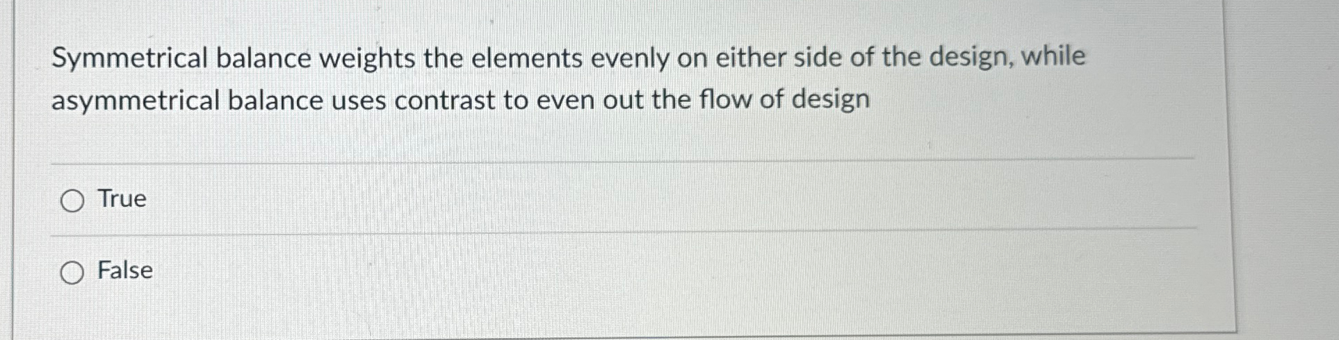 Solved Symmetrical balance weights the elements evenly on | Chegg.com