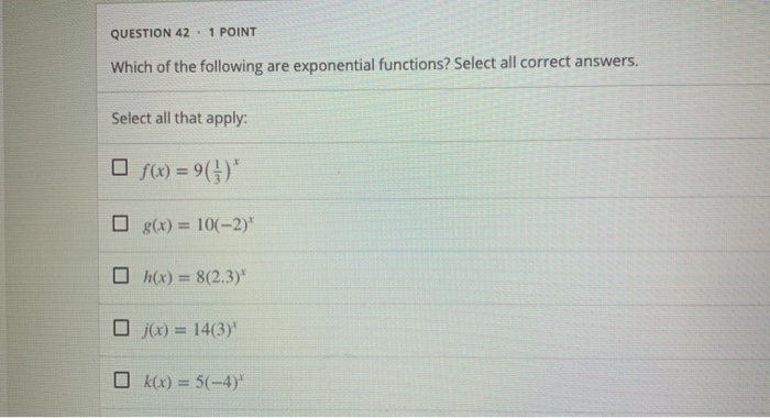 Solved QUESTION 42 . 1 POINT Which of the following are | Chegg.com