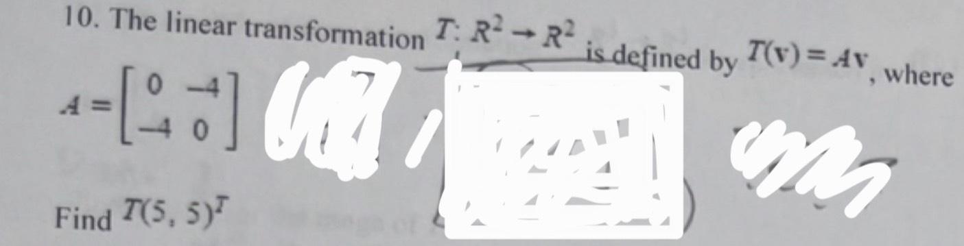 Solved The linear transformation T:R2→R2 ﻿is defined by | Chegg.com